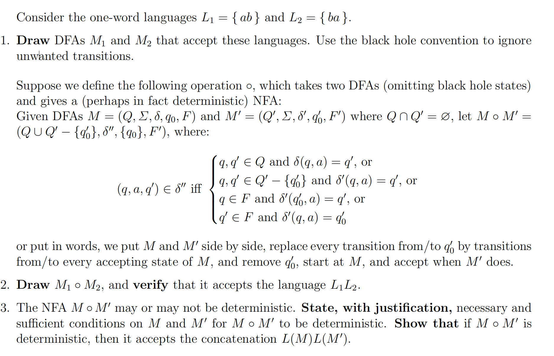 Solved Consider the one-word languages L1={ab} and L2={ba}. | Chegg.com