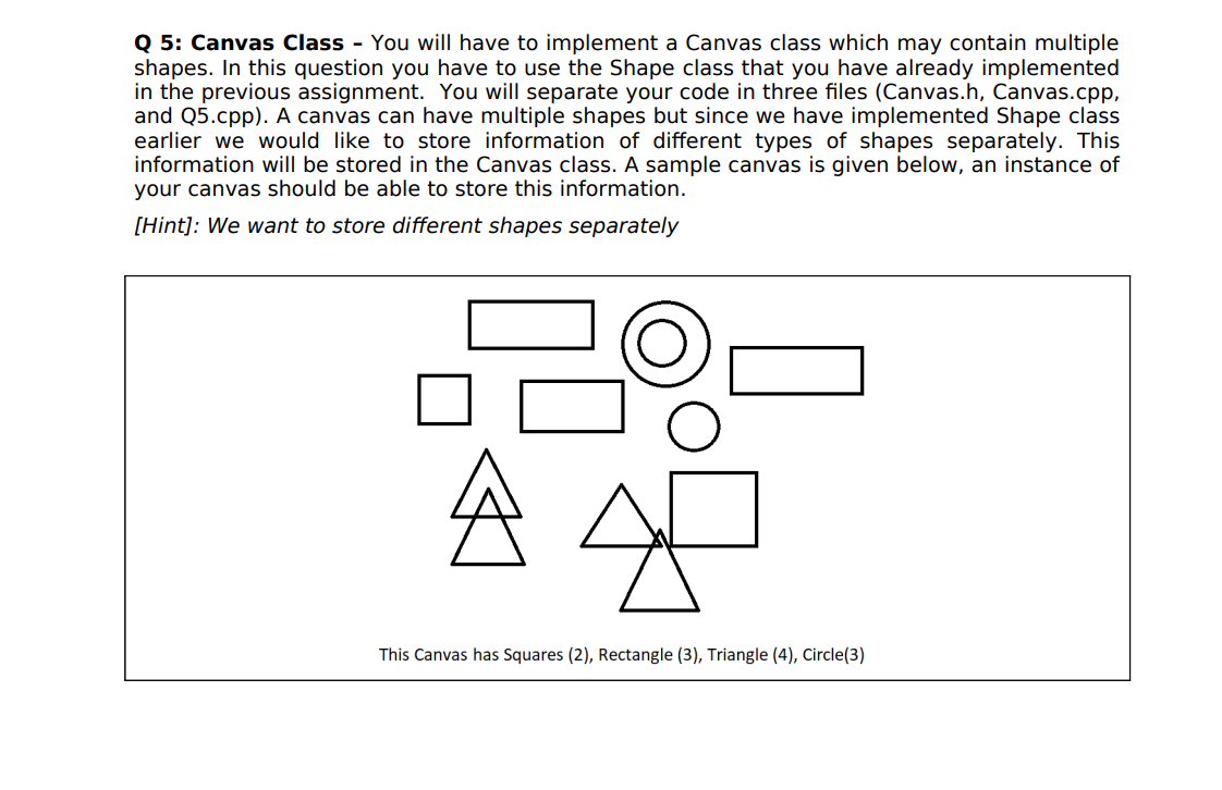 Q 5 Canvas Class You Will Have To Implement A