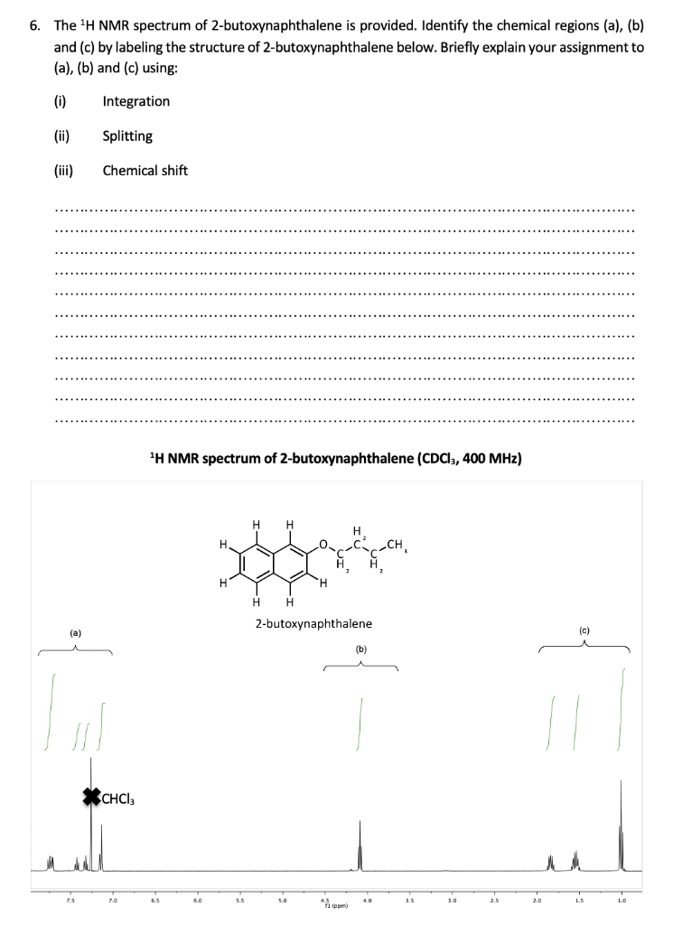 Solved 6. The 1H NMR spectrum of 2-butoxynaphthalene is | Chegg.com