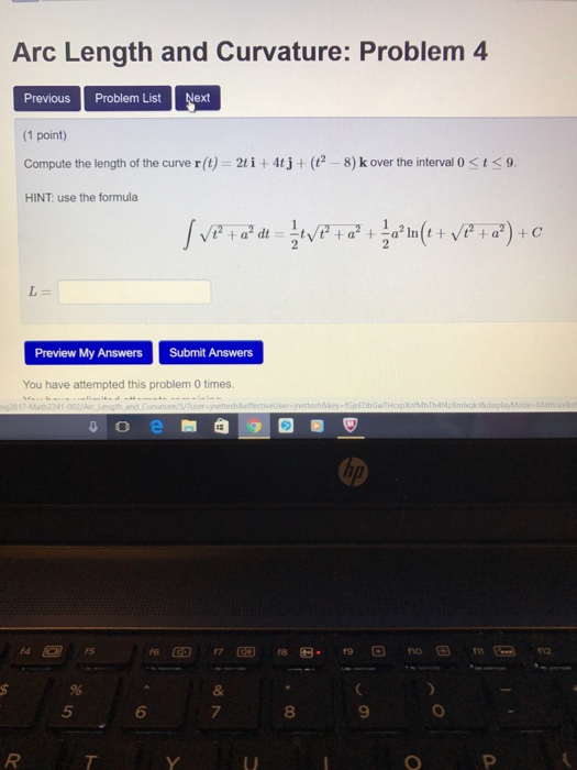Solved Compute the length of the curve r(t) = 2t I + 4t j + | Chegg.com