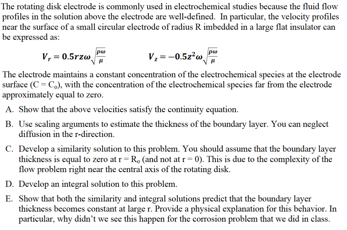 Solved The rotating disk electrode is commonly used in | Chegg.com