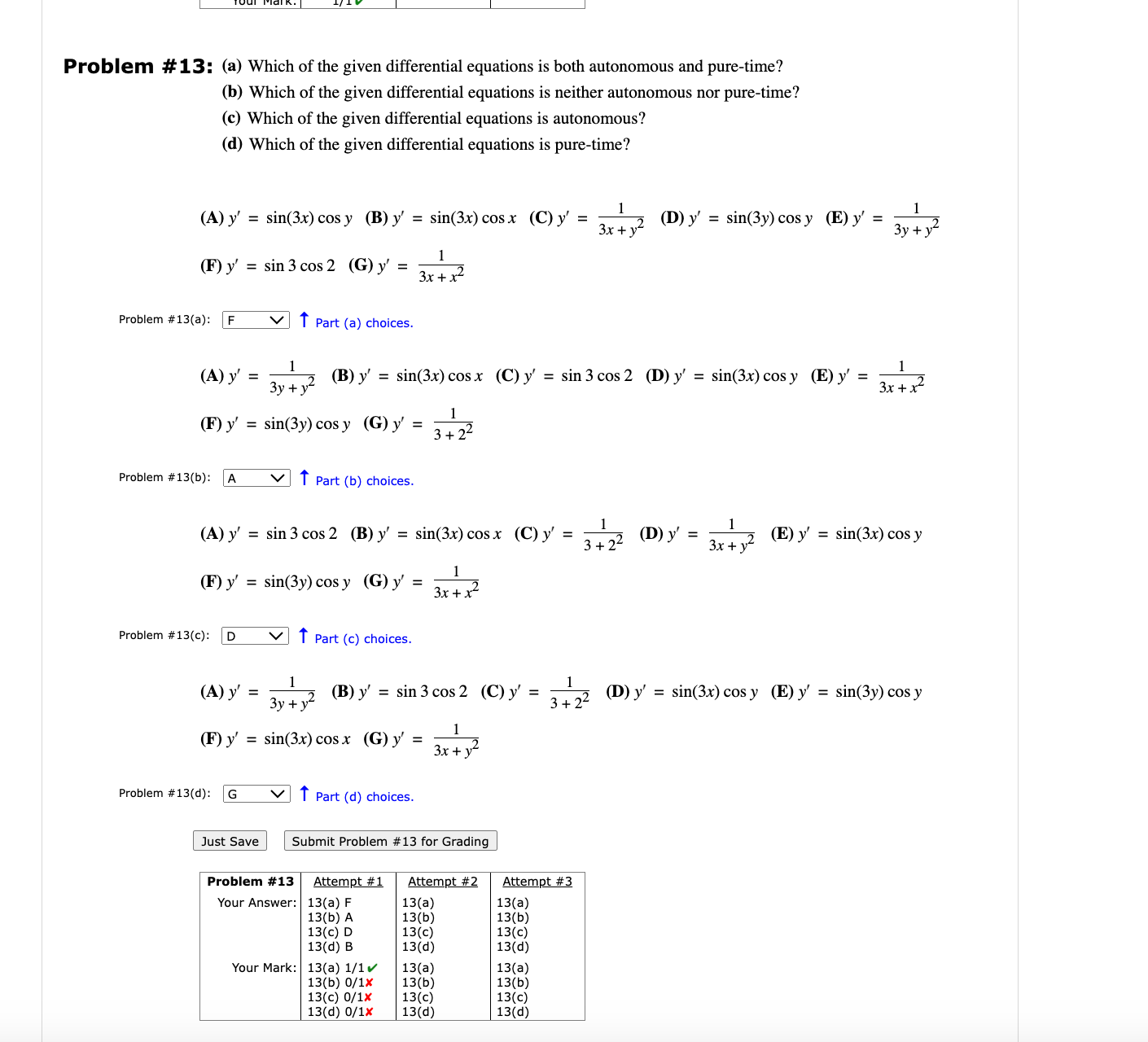 Solved Problem #13: (a) ﻿Which of ﻿the given differential | Chegg.com