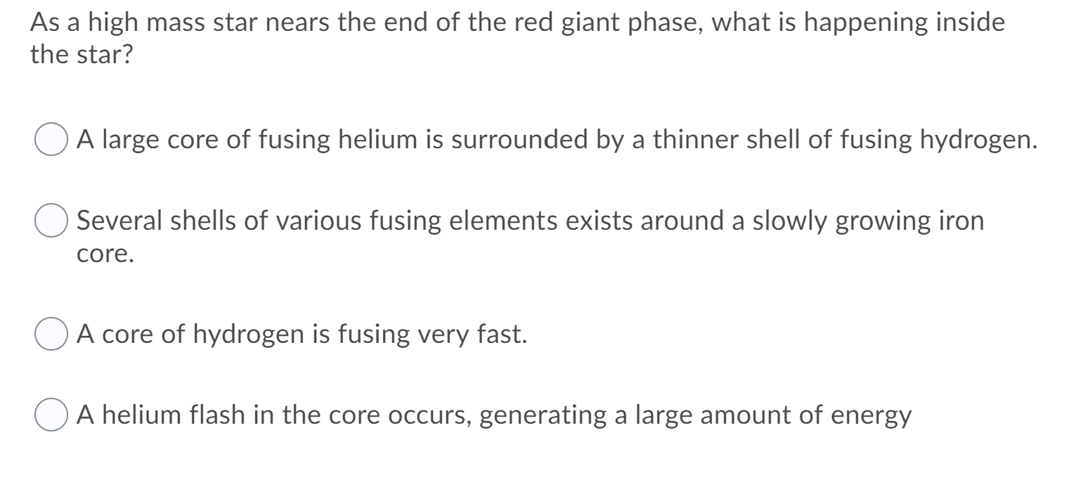 Solved The heaviest element that can be made in high mass | Chegg.com