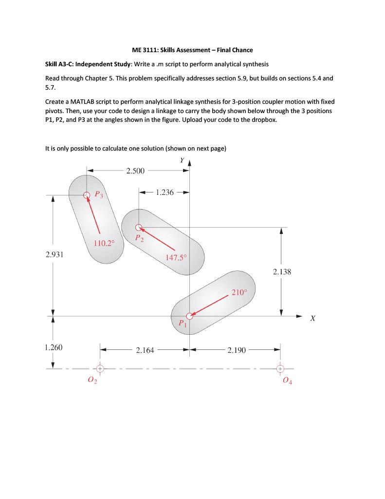 Solved Create a MATLAB script to perform analytical linkage | Chegg.com