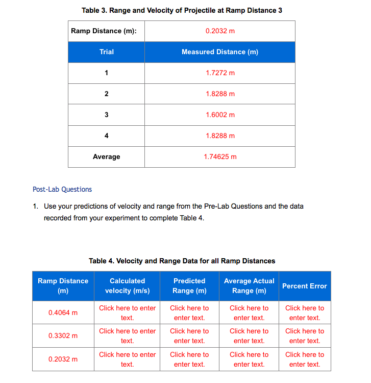 Solved Experiment 2: Distance Traveled by a Projectile | Chegg.com
