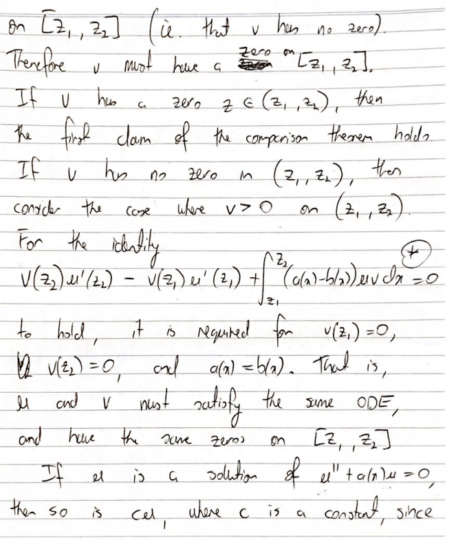 The Lecture 12 Proof Of Comparison Theorem Sturm