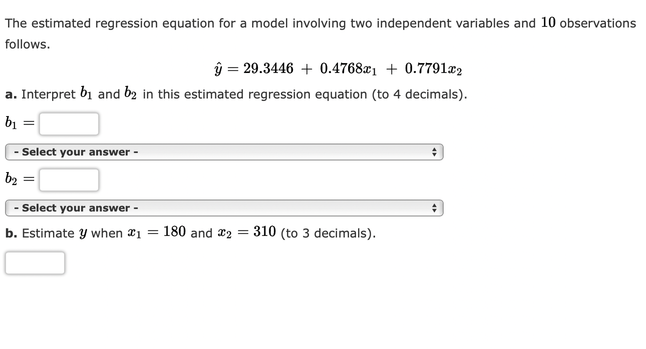 Solved The Estimated Regression Equation For A Model 6925