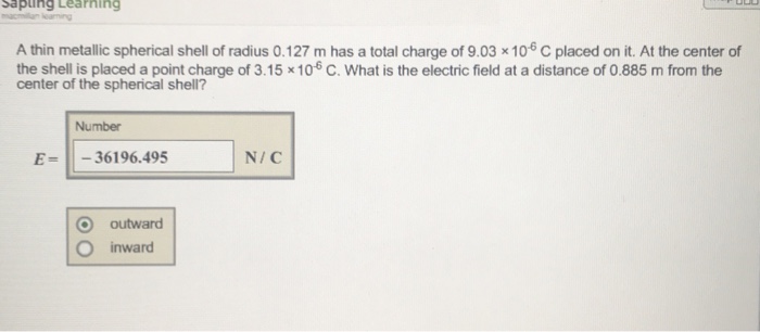 Solved ping Learning A thin metallic spherical shell of | Chegg.com