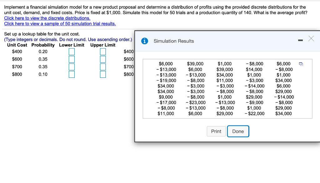 Solved Implement a financial simulation model for a new | Chegg.com