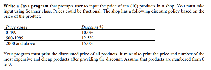 Solved Write a Java program that prompts user to input the | Chegg.com
