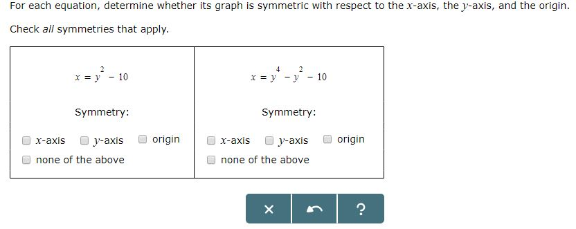 Solved For Each Equation Determine Whether Its Graph Is