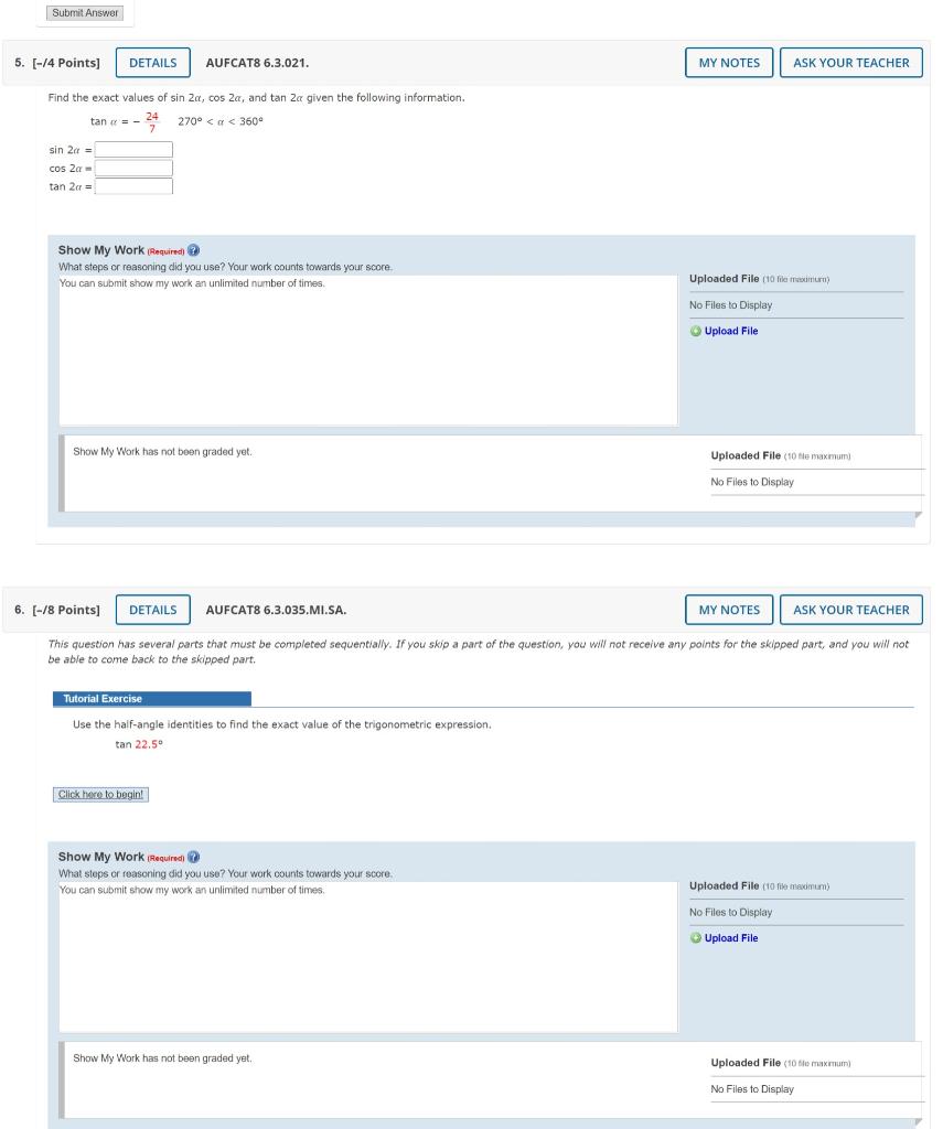 Solved Submit Answer 5. [-14 Points) DETAILS AUFCAT8 | Chegg.com