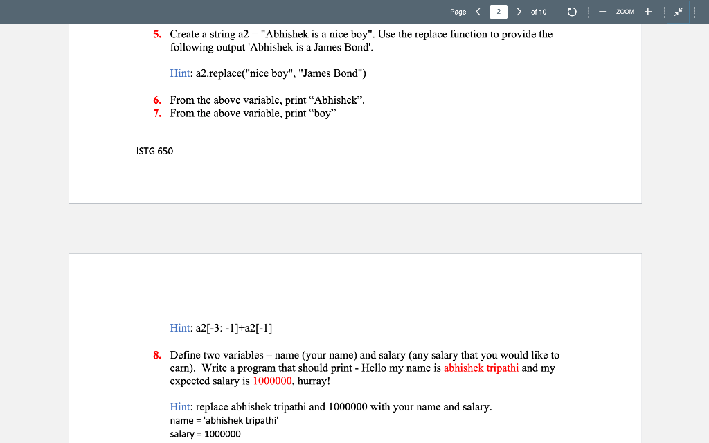 Solved 1. Read the string "I am James Bond" and assign it to | Chegg.com