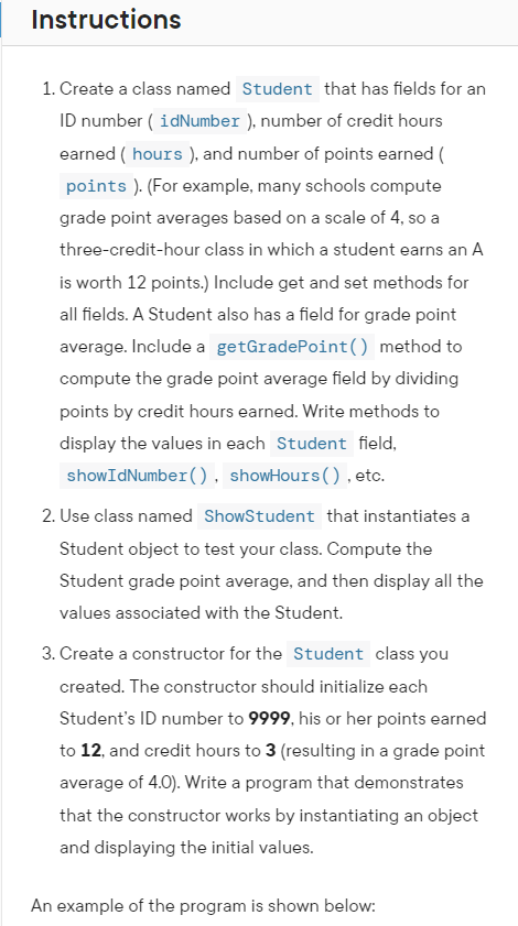 Solved 1. Create a class named that has fields for an ID | Chegg.com
