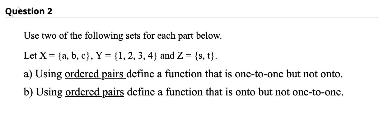 Solved Question 2 Use two of the following sets for each | Chegg.com