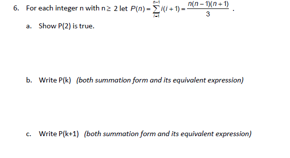 Solved n-1 n(n-1)(n+1) 6. For each integer n with n2 2 let | Chegg.com