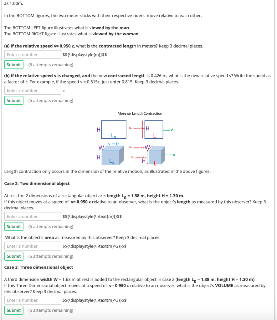 Solved Special Relativity - Length Contraction Length | Chegg.com