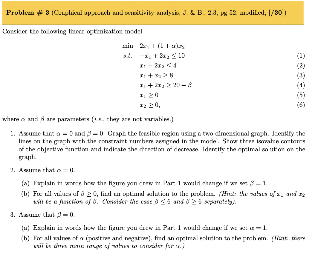 Solved Problem \# 3 (Graphical approach and sensitivity | Chegg.com