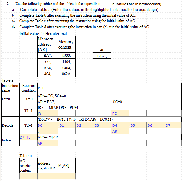 Solved AC 2- Use the following tables and the tables in the | Chegg.com
