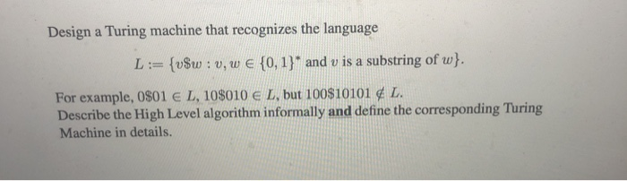 Solved Design a Turing machine that recognizes the language | Chegg.com