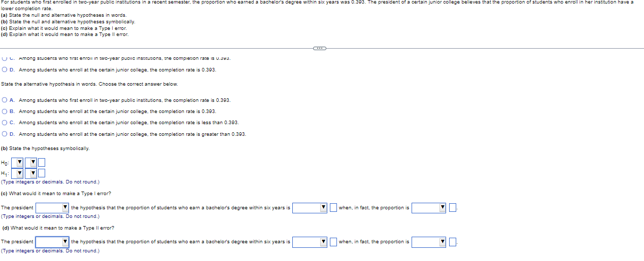 Solved lower completion rate. (a) State the null and | Chegg.com