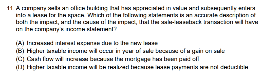 Solved 11. A company sells an office building that has | Chegg.com