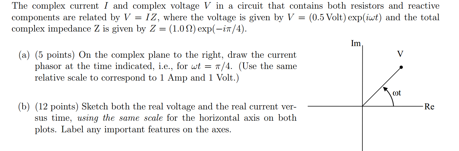 Solved The complex current I and complex voltage V in a | Chegg.com