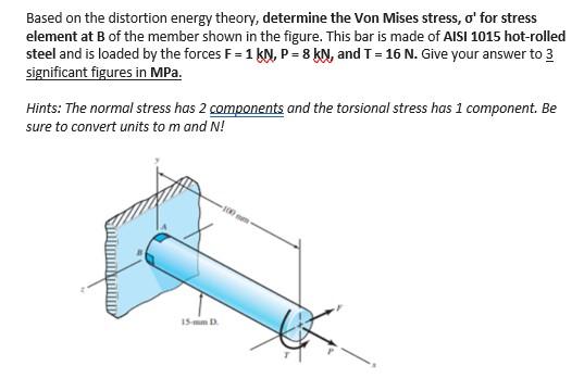 Solved Based on the distortion energy theory, determine the | Chegg.com