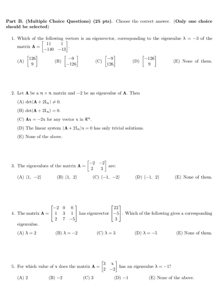Solved Part B. (Multiple Choice Questions) (25 pts). Choose | Chegg.com
