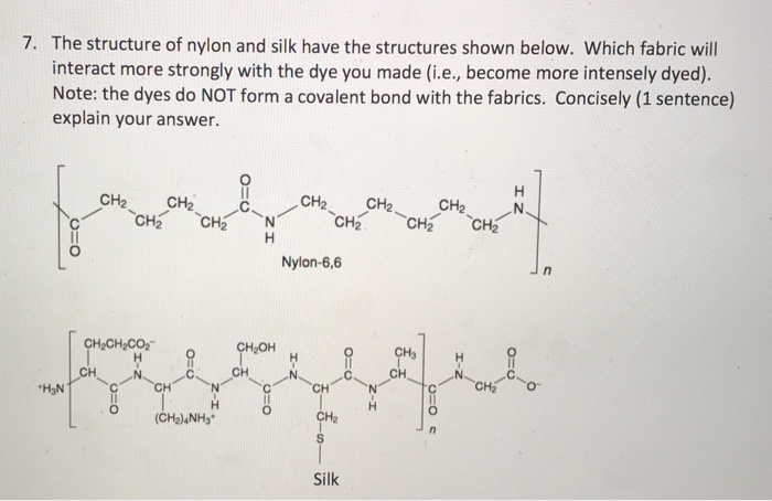 Solved The structure of nylon and silk have the structures | Chegg.com