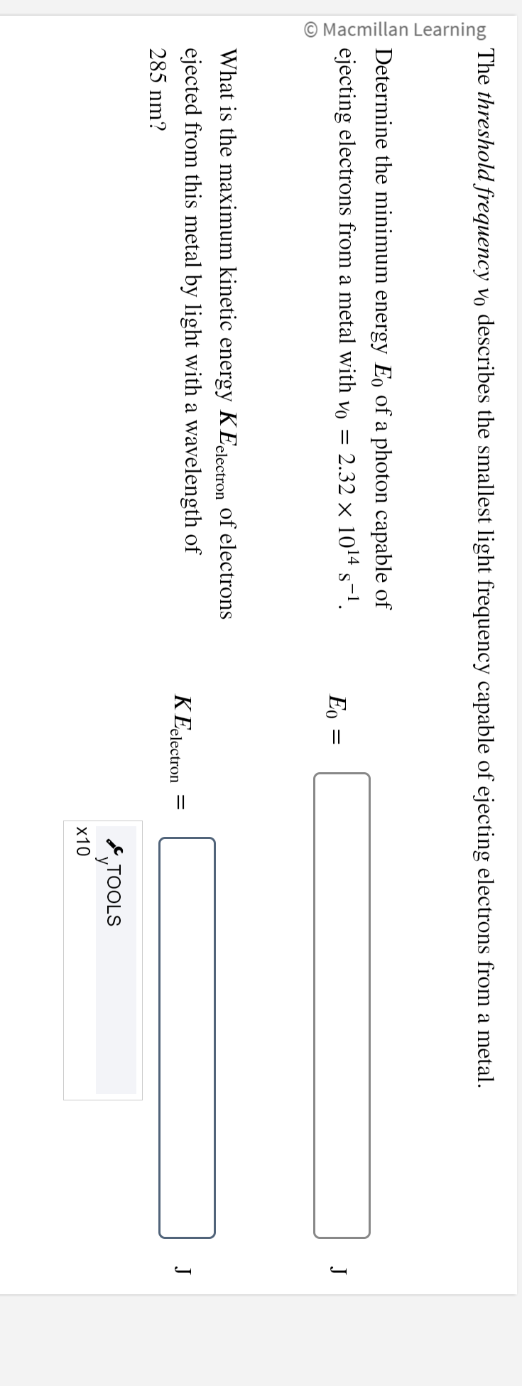 Solved The threshold frequency v0 describes the smallest | Chegg.com