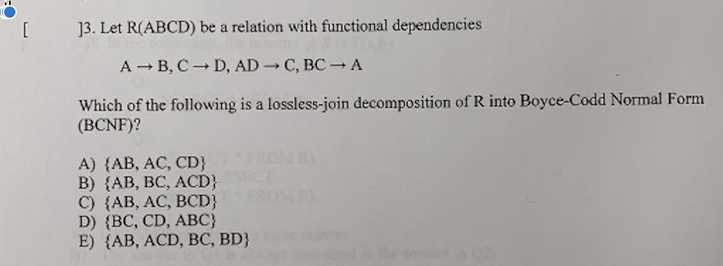 13. Let R(ABCD) be a relation with functional | Chegg.com