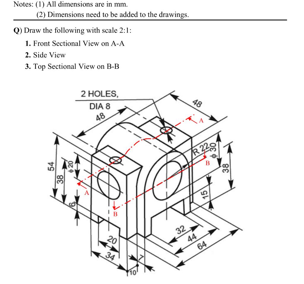 Solved Notes: (1) All dimensions are in mm. (2) Dimensions | Chegg.com