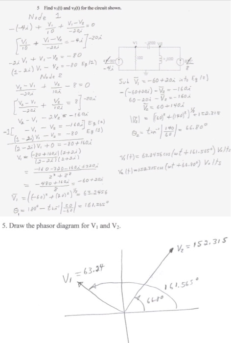 Solved Find V1(t) and V2(t) for the circuit shown & draw the | Chegg.com