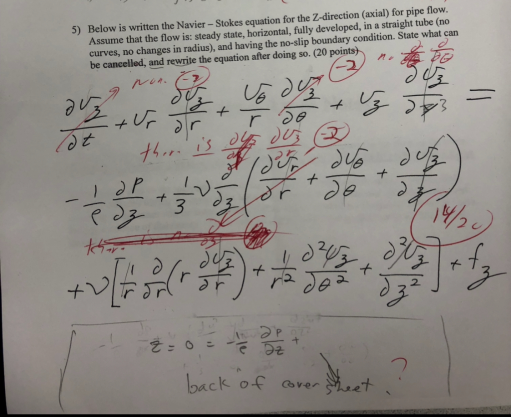 Solved 5) Below is written the Navier -Stokes equation for | Chegg.com
