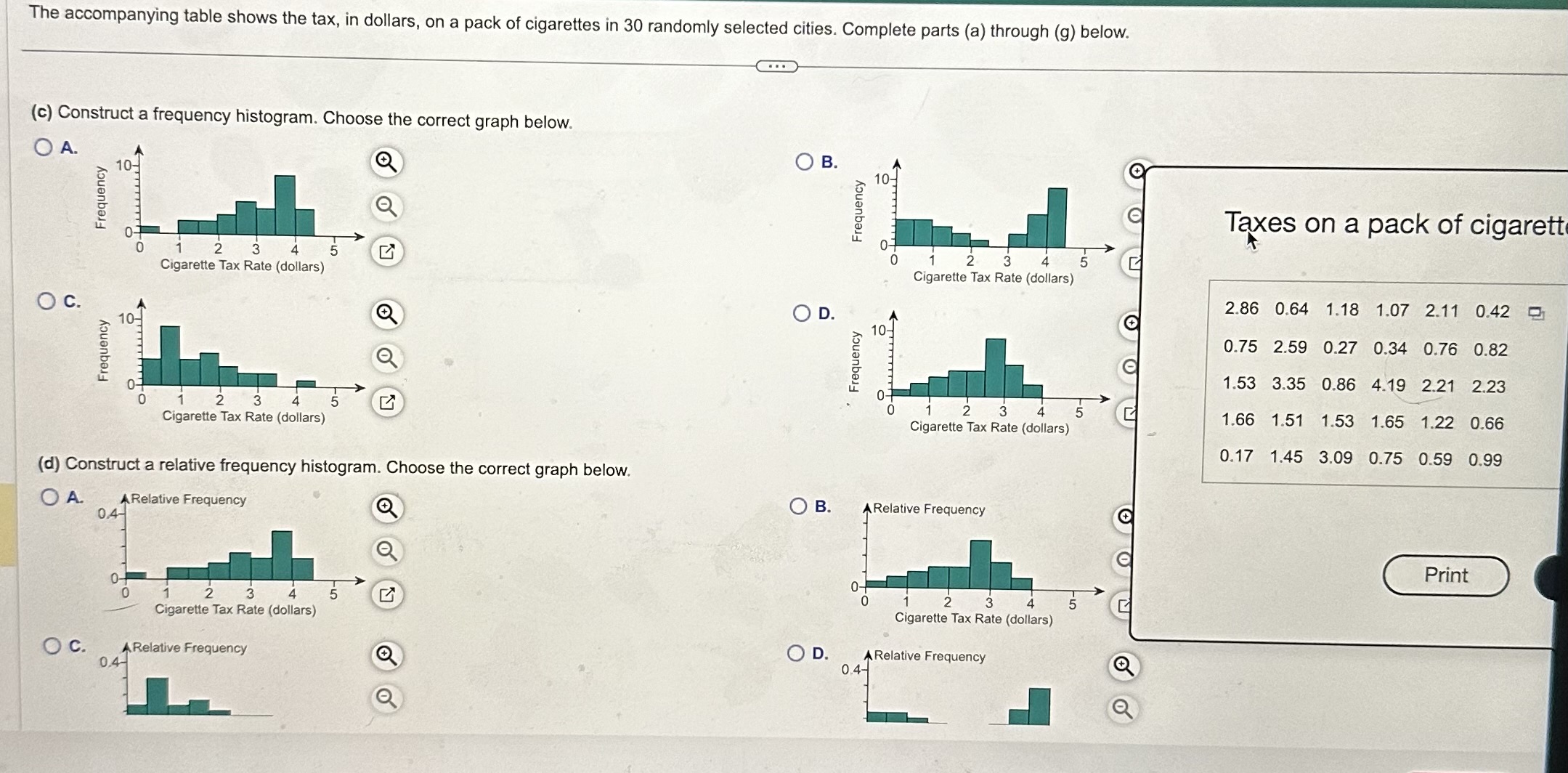 Solved (c) Construct a frequency histogram. Choose the | Chegg.com