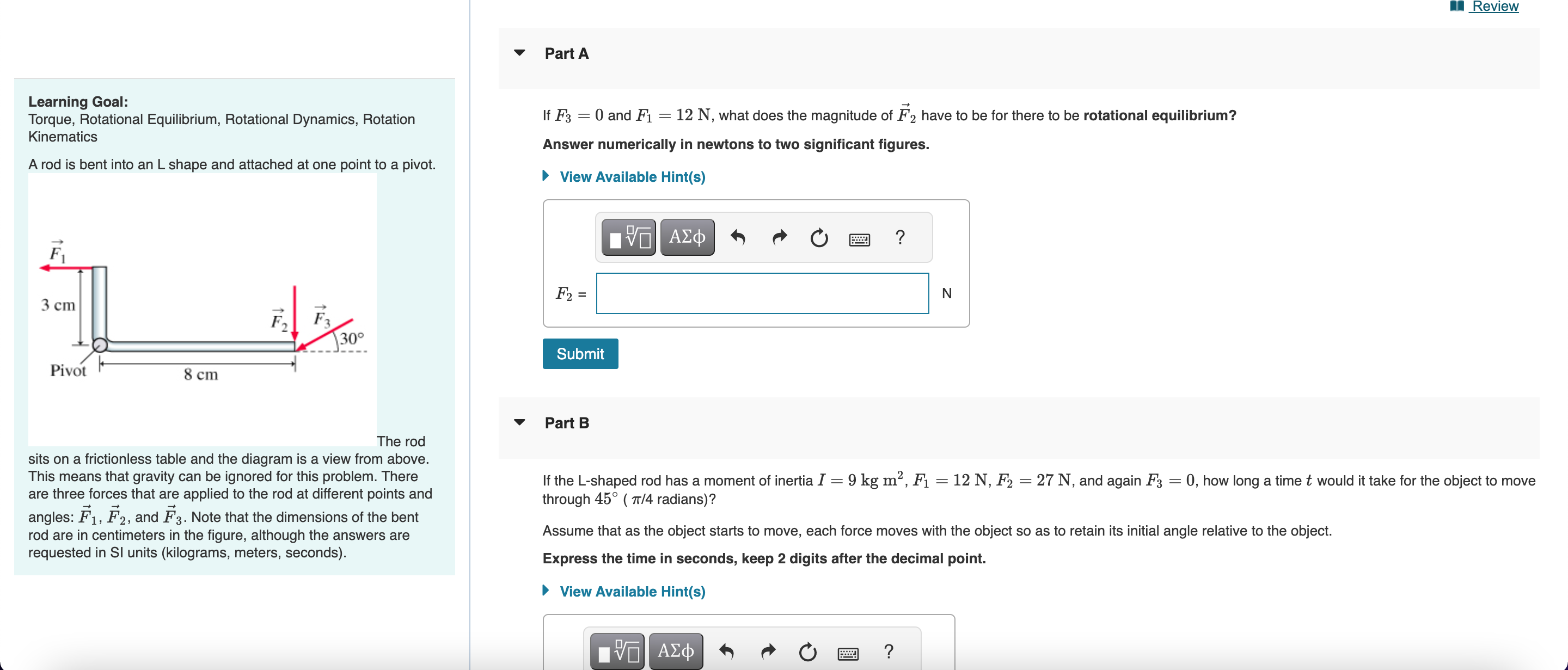 Solved Learning Goal: Torque, Rotational Equilibrium, | Chegg.com