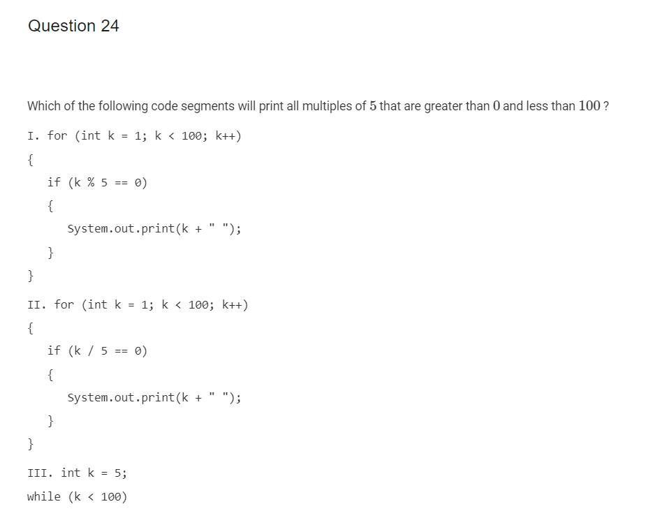 Solved Question 6 Consider the following method. /** | Chegg.com