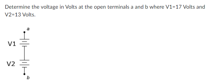 Solved Determine the voltage in Volts at the open terminals | Chegg.com