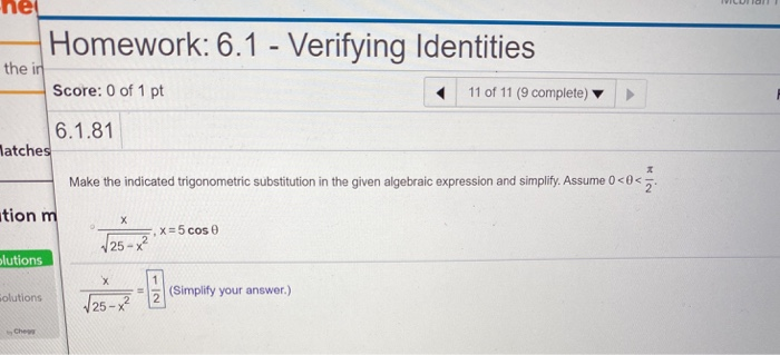 Solved nel Homework: 6.1 - Verifying Identities the in | Chegg.com