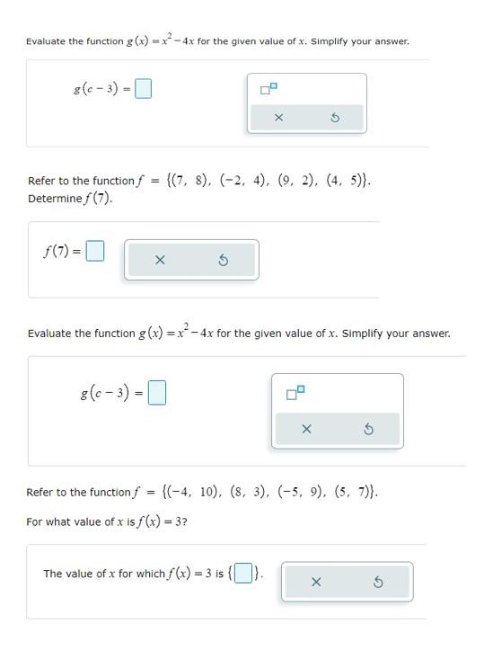 Solved Evaluate the function g(x)=x2−4x for the given value | Chegg.com