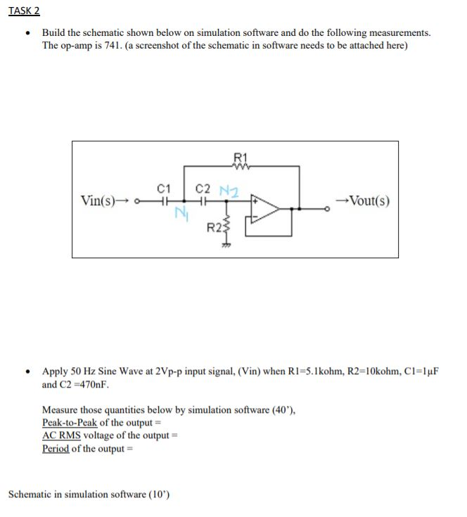 Solved TASK 2 Build the schematic shown below on simulation | Chegg.com