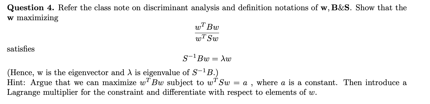 Question 4. Refer the class note on discriminant | Chegg.com