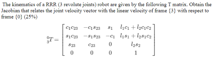 Solved The kinematics of a RRR (3 revolute joints) robot are | Chegg.com
