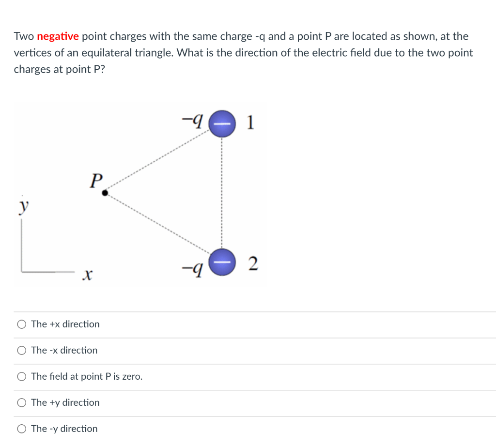 Solved Two negative point charges with the same charge - and | Chegg.com