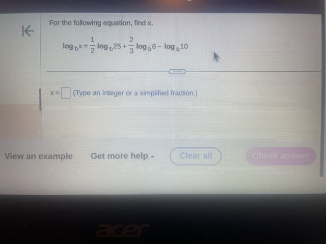 Solved For the following equation, find x. | Chegg.com