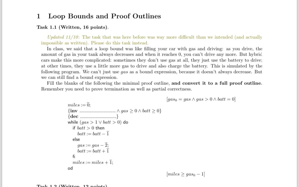 Solved 1 ﻿Loop Bounds and Proof OutlinesTask | Chegg.com