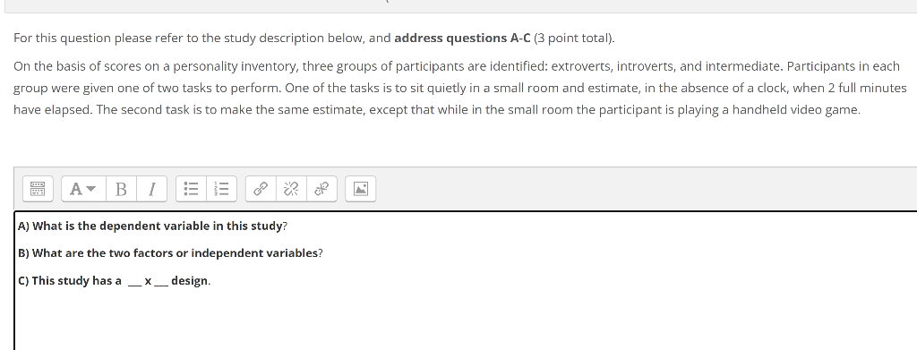 Solved For this question please refer to the study | Chegg.com