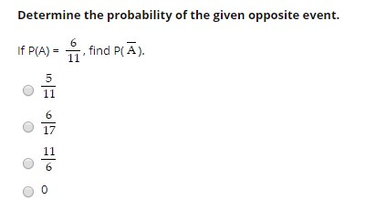 Solved Determine the probability of the given opposite | Chegg.com