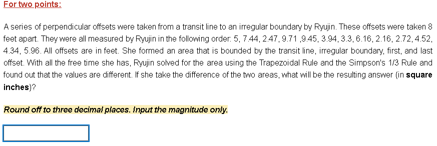 Solved For two points: A series of perpendicular offsets | Chegg.com